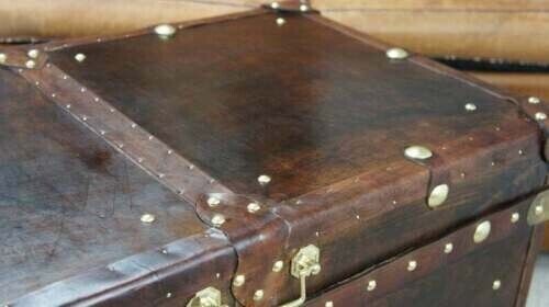 Vintage Leather Brown Finest Trunk Classic With Key Leather Box Active ...