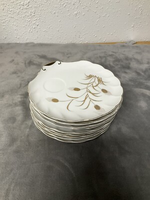 16 Pieces Lefton China Snack Plate Tea Cup Hand Painted Gold Wheat ...