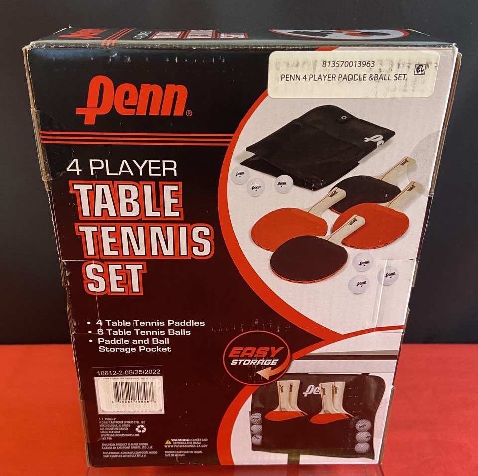 PENN 4 Player TABLE TENNIS SET w/ 4 Paddles 6 Balls Storage Bag NEW ...