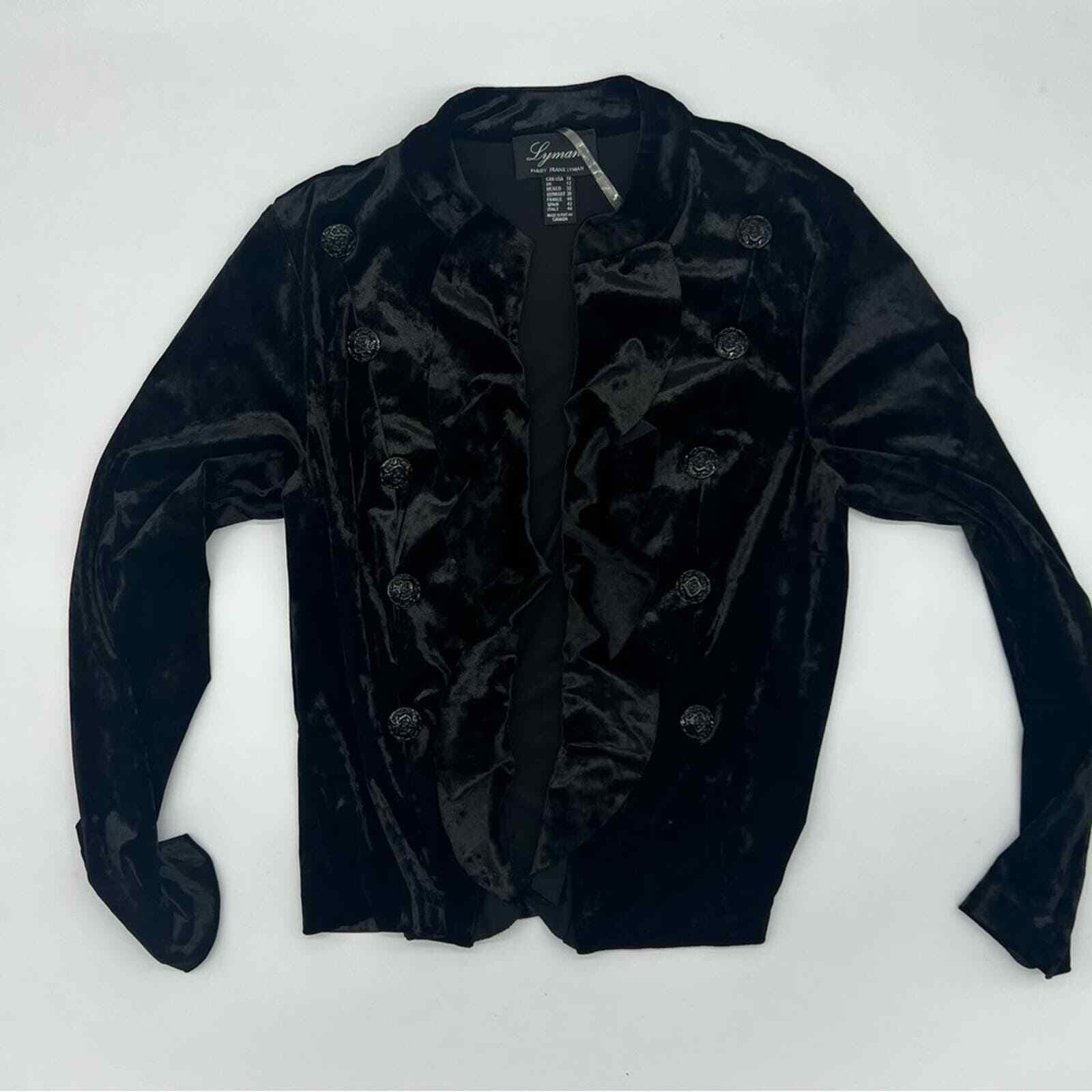 Lyman by Frank Lyman Black Crushed Velvet Long Sleeve Ruffle Blazer | eBay