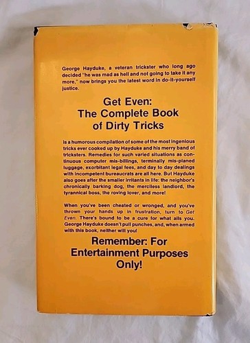 Get Even : The Complete Book of Dirty Tricks by George Hayduke (1980 ...