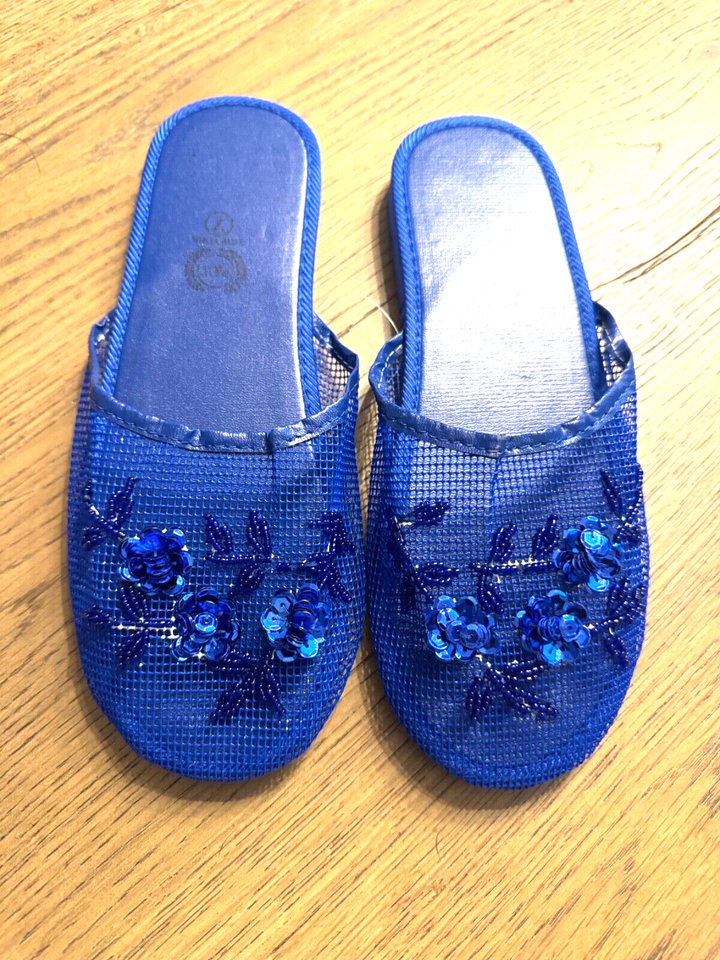 Women's Chinese Mesh Slippers Royal Blue Size 5 | eBay