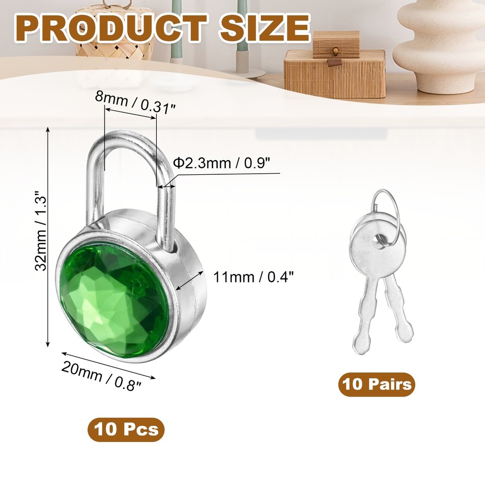 10Pcs Mini Diary Padlock, Small Diaries Lock with 2 Keys Green | eBay
