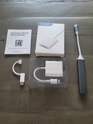 2in1 Micro SD/TF Dual Slot Memory Card Reader for iPhone & USB Hub Lot ...
