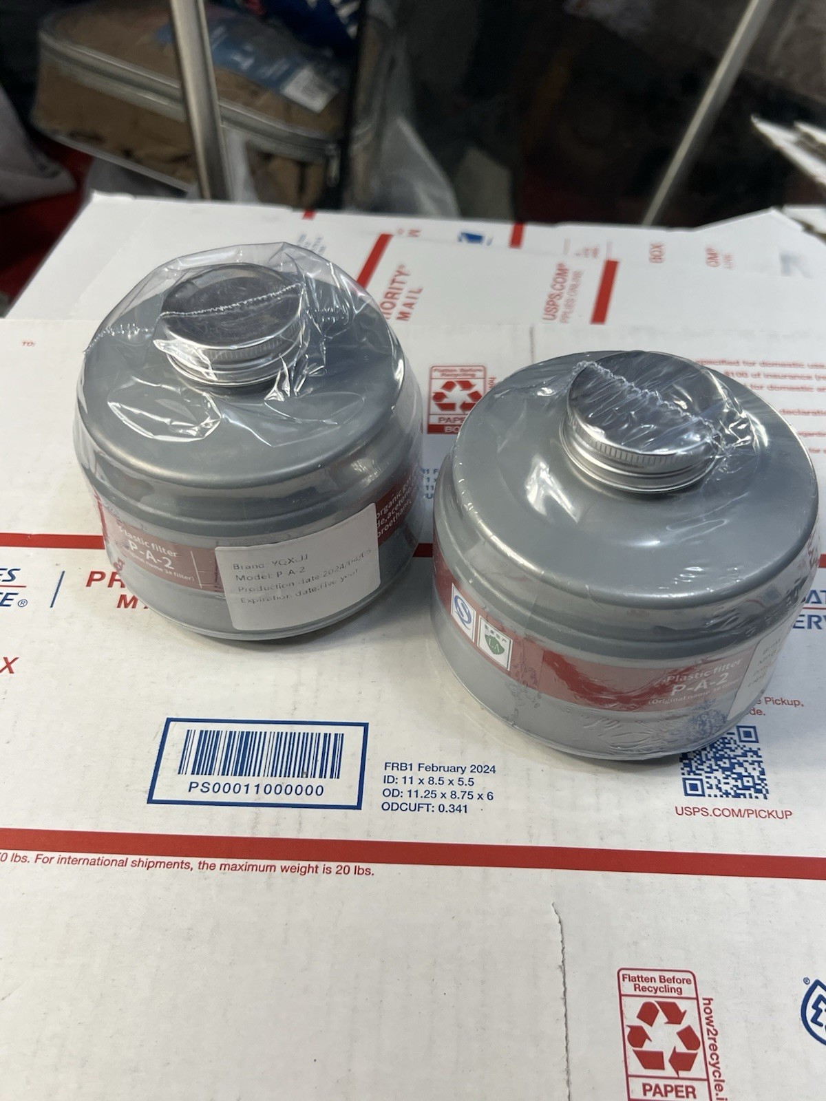 2× P-A-2 Gas Mask Filters 40mm RD40 Activated Carbon Canisters New ...