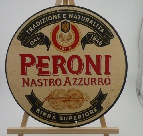 Peroni Nastro Azzurro Retro Metal Tin Sign Round Beer Brand Wall Decor ...