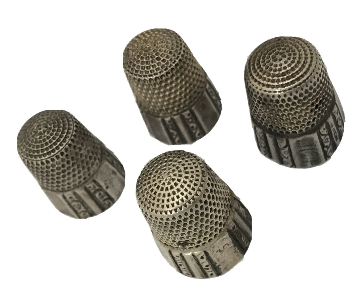 SIMMONS BROS STERLING SILVER ANTIQUE THIMBLE COLLECTION 4 ASSORTED #8 ...