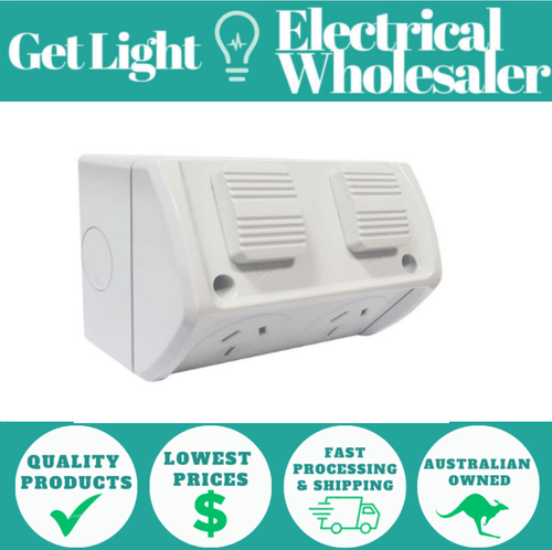 Weatherproof Double 2 GPO Power Point Outlet 10Amp IP53 Outdoor ...