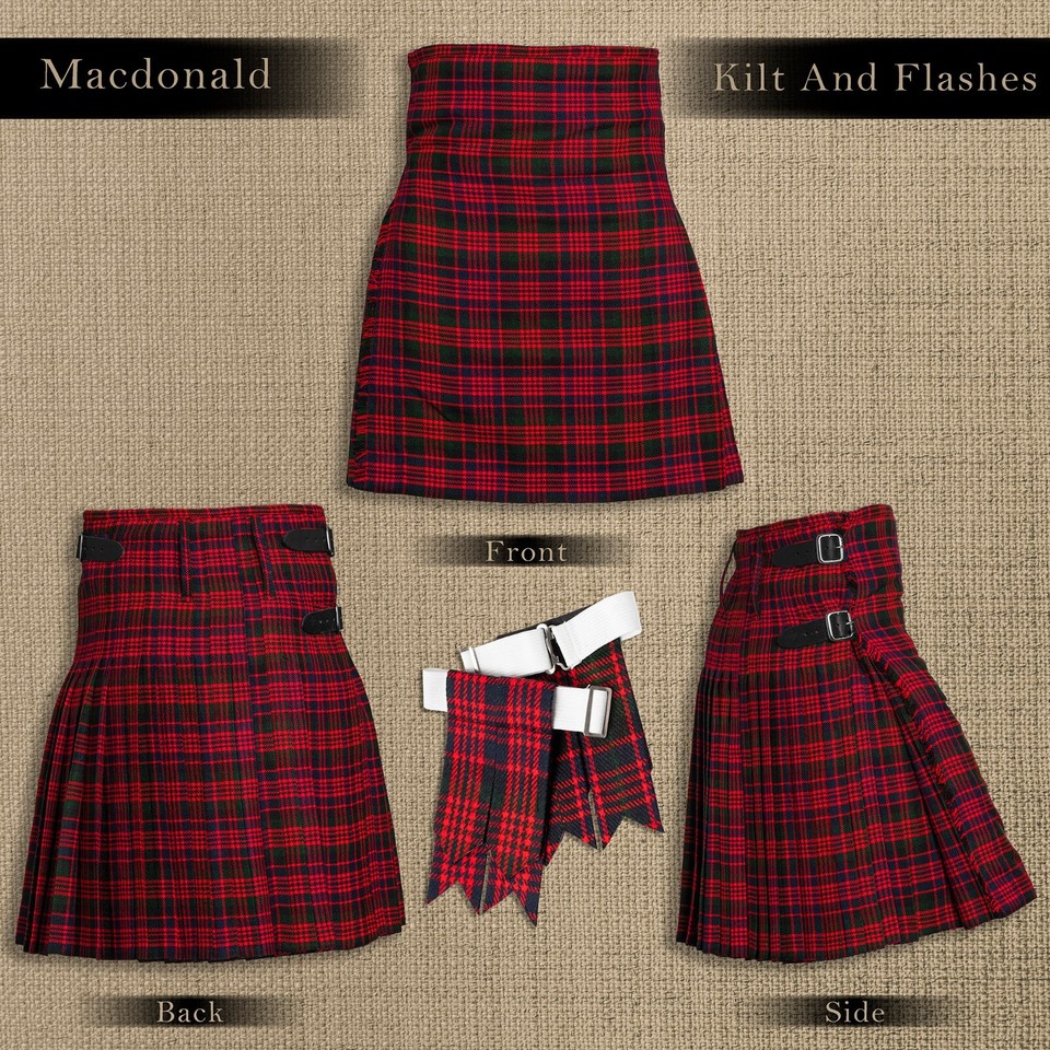 Macdonald Tartan Kilt Set - 08 Pieces Kilt Accessories for Men ...