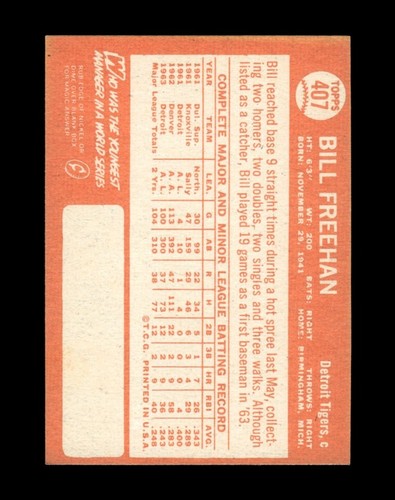 1964 Topps Set-Break #407 Bill Freehan EX-EXMINT *GMCARDS* | eBay