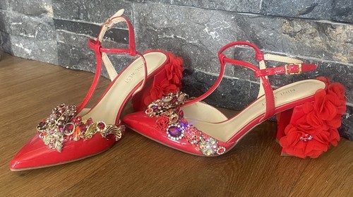 Stunning!! Antique Jeweled Artisan Crafted Red Special Occasion Heels ...