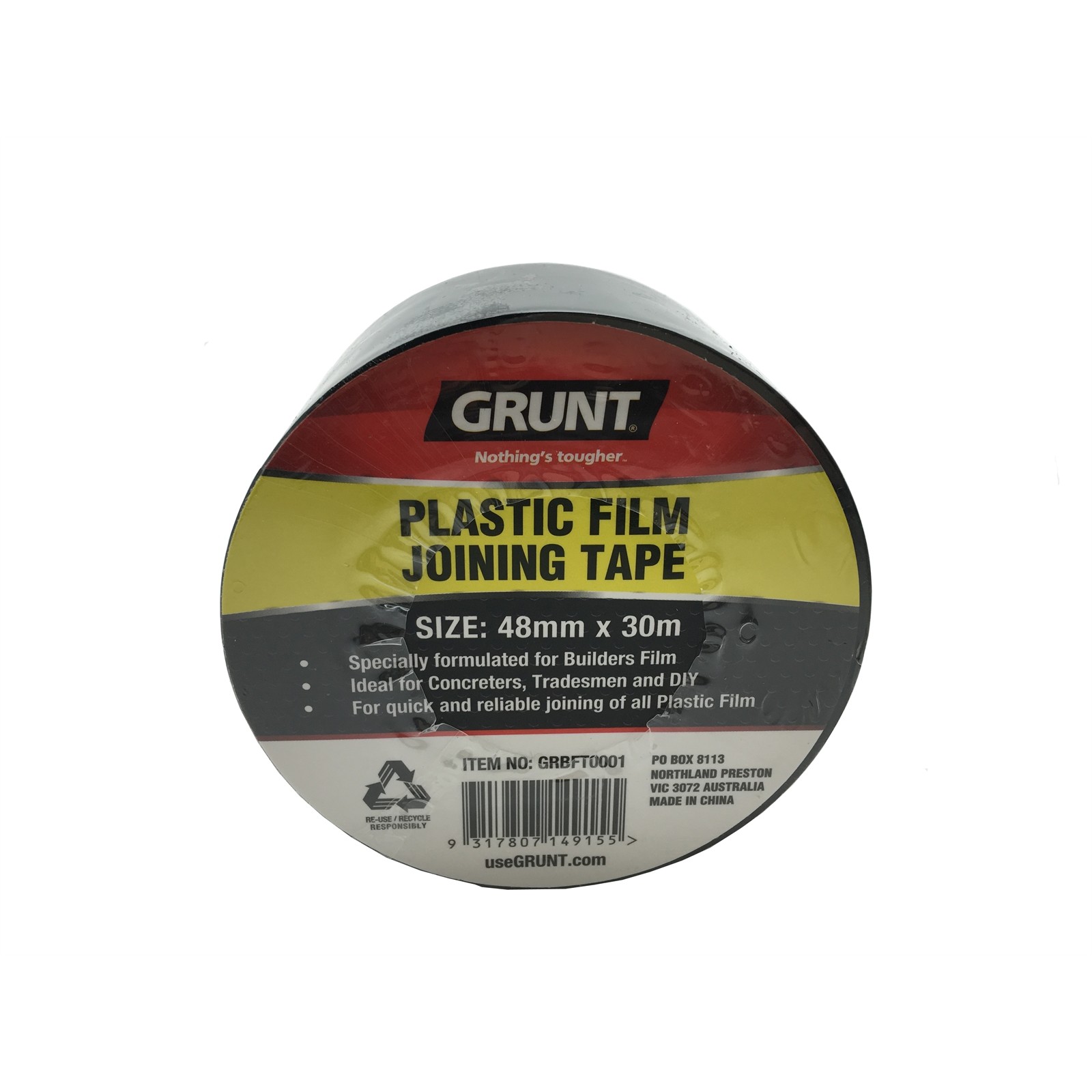 2x Grunt BUILDERS PLASTIC FILM JOINING TAPE 48mmx30m *Australian Brand ...