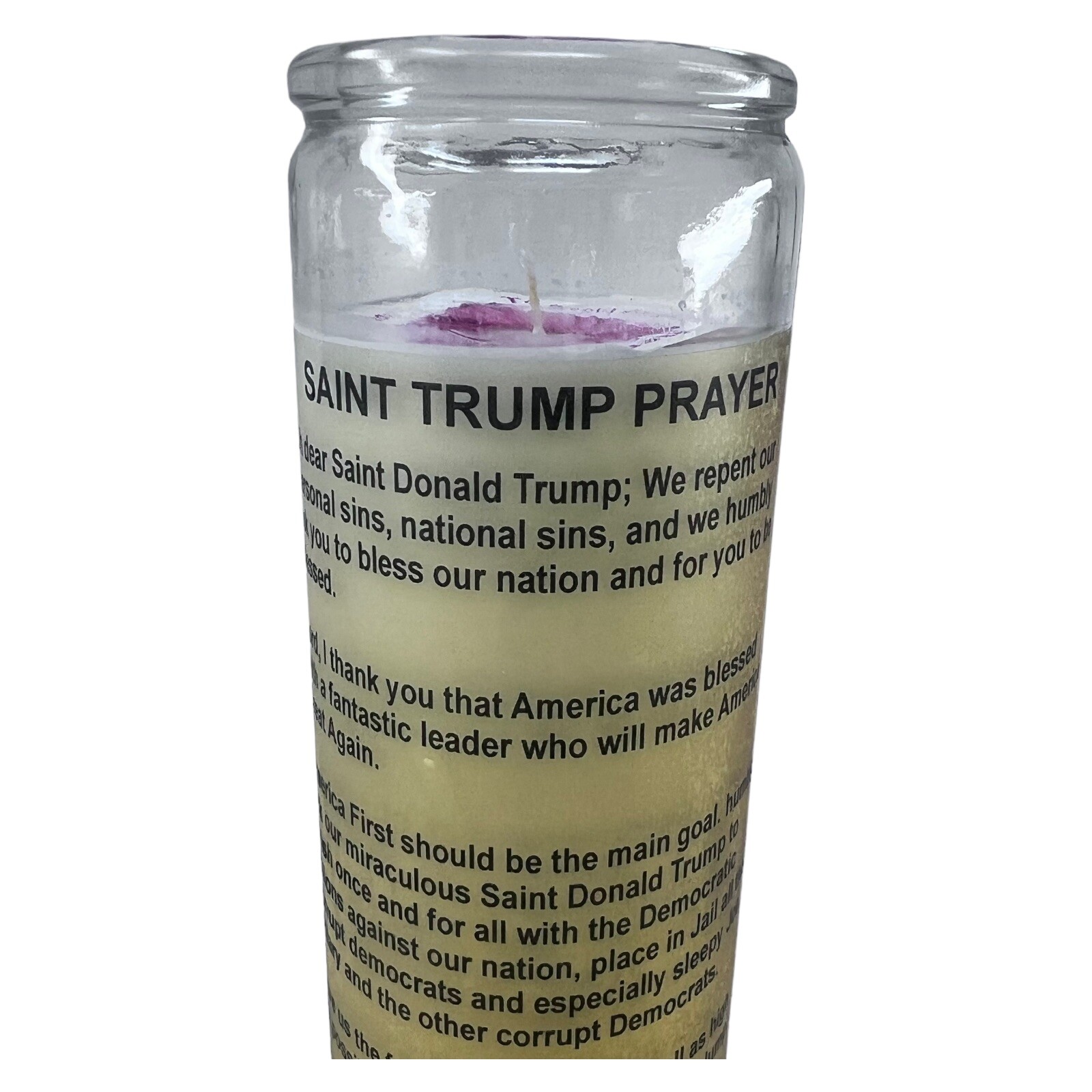 Saint Donald Trump Candle With Prayer 14 oz white candle unscented the ...
