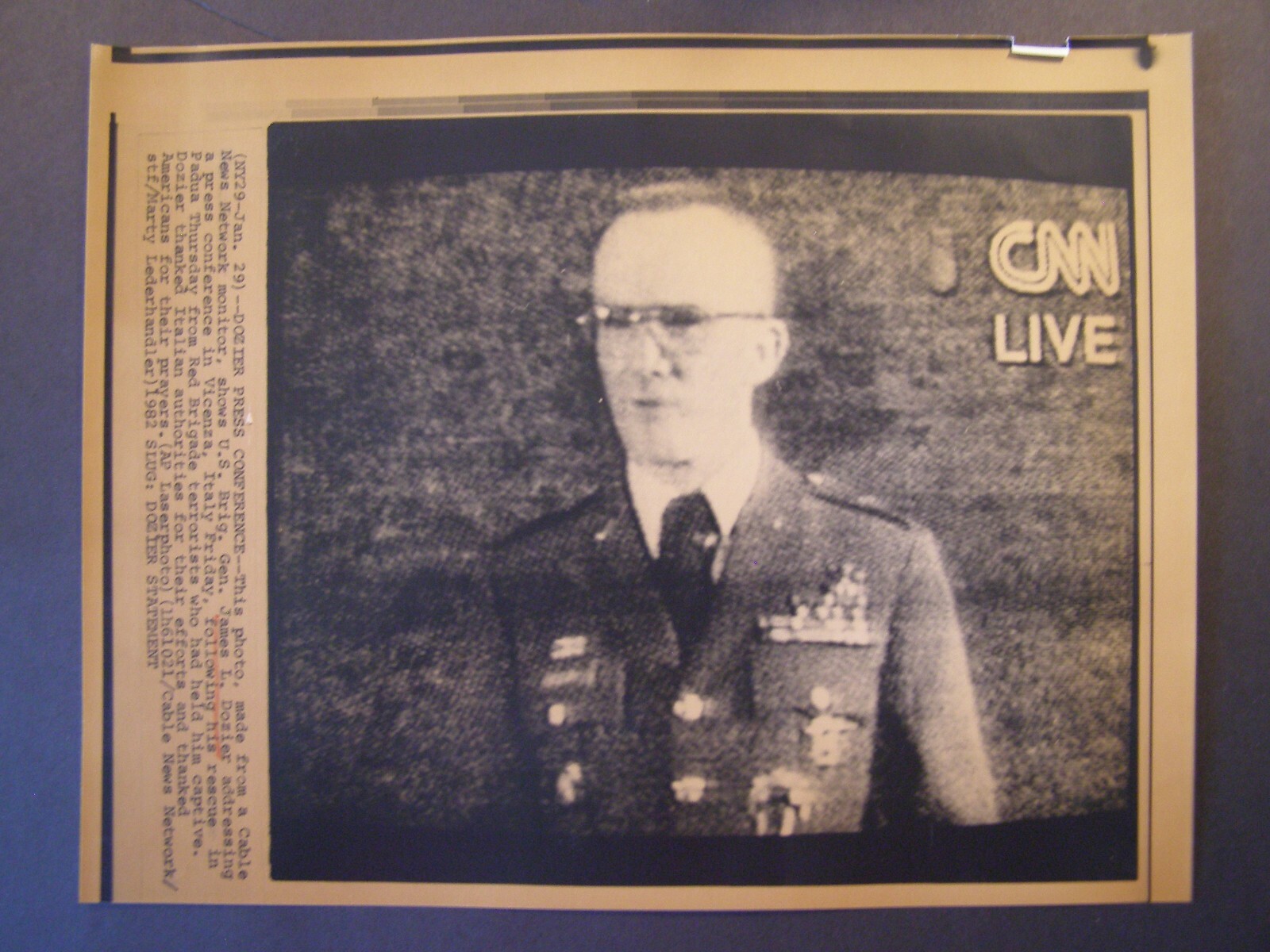 AP Wire Press Photo 1982 US Army Brig Gen James L Dozier press ...
