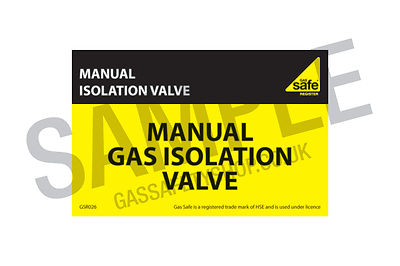 Gas Safe Manual Gas Isolation Valve Label - GSR26 | eBay UK