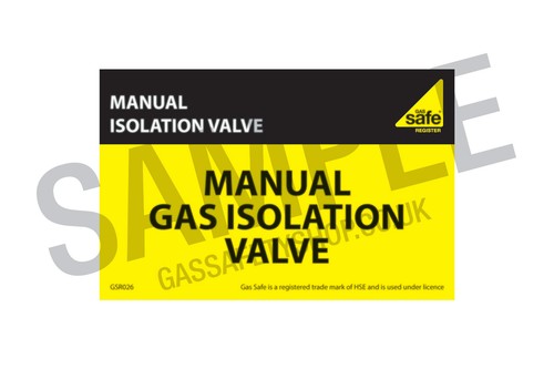 Gas Safe Manual Gas Isolation Valve Label - GSR26 | eBay