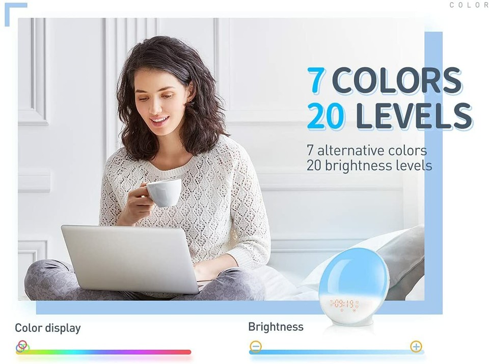 Heimvision Digital Sunrise Alarm Clock Wake up Light Sleep Aid Works ...