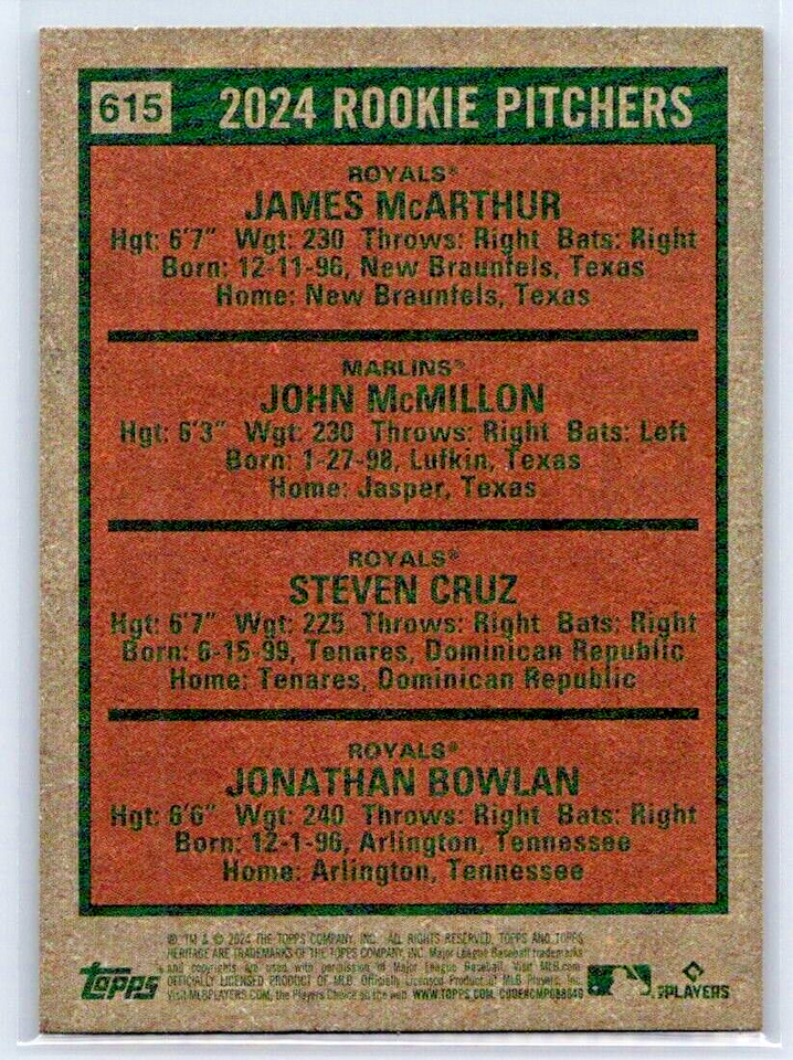 2024 Topps Heritage High Number - 2024 Rookie Pitchers - GREEN BORDER ...