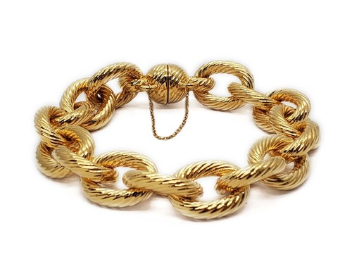 Milor Designer 14k Gold Resin 15.5mm Cable Oval Link Bracelet 7" | eBay