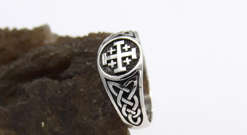 Hand Made .925 Sterling Silver Oxidized Celtic Knot and Jerusalem Cross ...