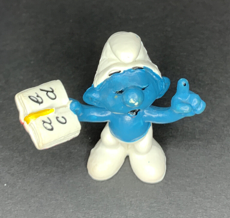 Smurfs 20059 Teacher Smurf School Red Book Vintage Figure 1980 PVC Toy ...