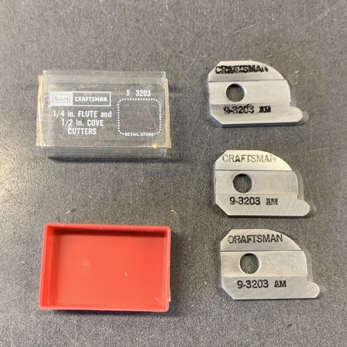 Vintage Craftsman Molding Head Cutters Bits Set 3 Pc 9-3203 1/4” Flute ...