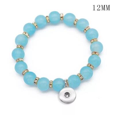 Fit Petite Ginger Snap bracelet 12mm Snap aqua Bead stretch bracelet ...