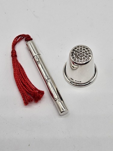 Sterling Silver Hallmarked Sewing Kit. Thimble & Needle Case. Boxed. | eBay