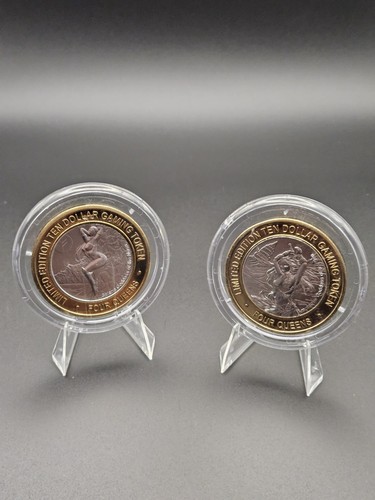 2x Four Queens $10 Fantasy Tokens • Silver-Plated Beauties • Vegas ...
