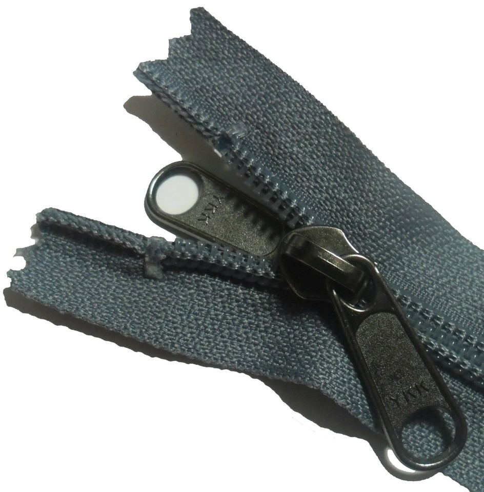 YKK ZIP GREY 10"/26CM, NYLON TEETH, CLOSED END, NO 5, DOUBLE PULLER ...
