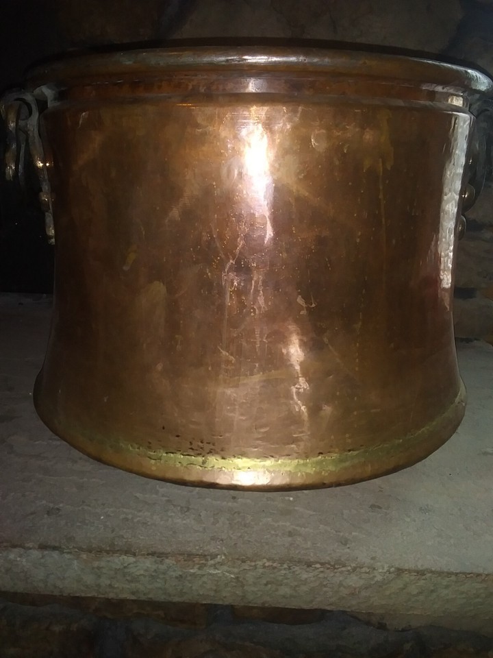 Large Antique Copper Kettle wit Brass Forged Handles. Beautiful | eBay