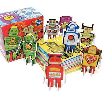Poki 2D Robot Puzzle Construction Building Toy Mini Small Cardboard ...