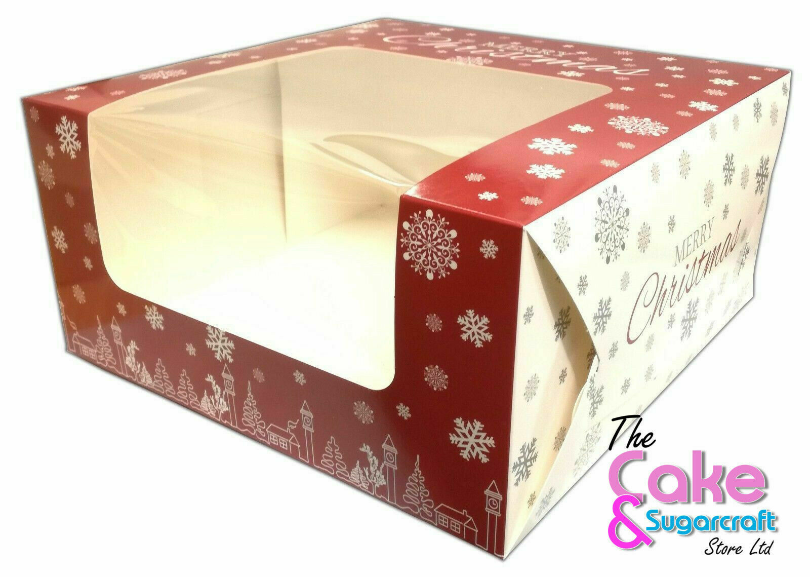 Christmas Cake Box Boxes Snowflake design 6, 8, 10 Inch Bulk Prices Red ...