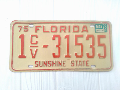 VINTAGE 1975 FLORIDA COMMERCIAL VEHICLE LICENSE PLATE 1 C/V-31535 ...