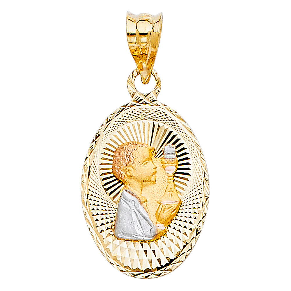 Small Tiny 14K Gold Baptism 1 First Communion Charm Pendant For ...
