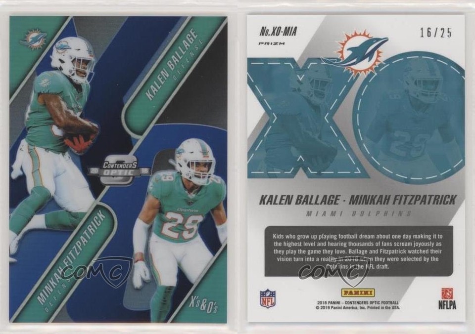 2018 Contenders Optic Blue Prizm 16/25 Kalen Ballage Minkah Fitzpatrick ...