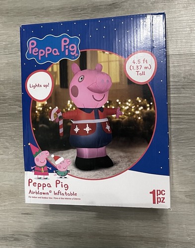 Peppa Pig 4.5 Ft Christmas Inflatable LED Red Sweater Santa Light Up ...