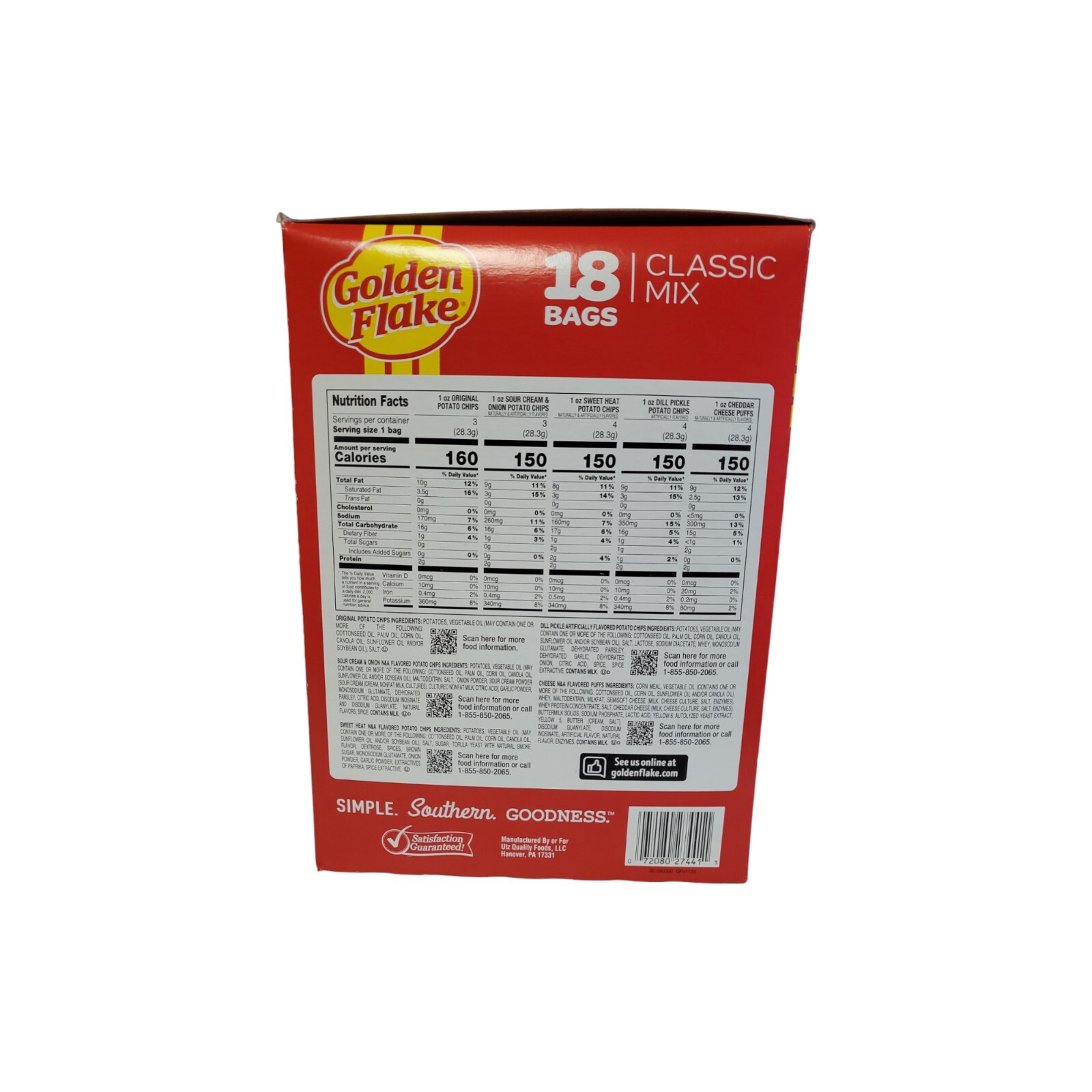 Golden Flake 18 Count Variety Box Classic Mix Chips 1 / Box of 18ct. | eBay