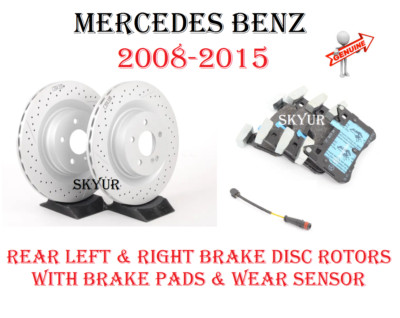 Rear Brake Disc Rotors With Brake Pads & Sensor For Mercedes W204 C63 ...