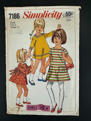 7186 Simplicity Girl Sewing Pattern DRESS Size 3T Breast 22 Vintage ...
