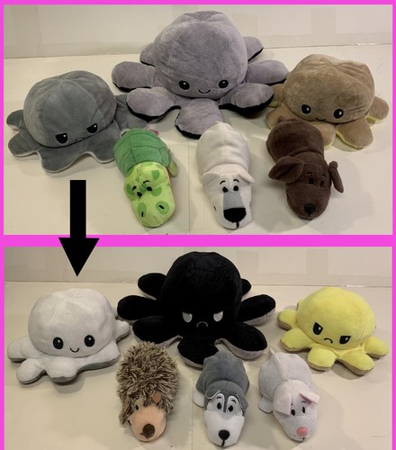 Flip A Zoo Plush Lot of 6 Stuffed Animals Hedgehog Turtle Dog Polar ...