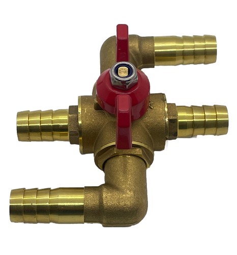 Brass Automobile Integrated 4-Way Water Heating Valve Barb Connections ...