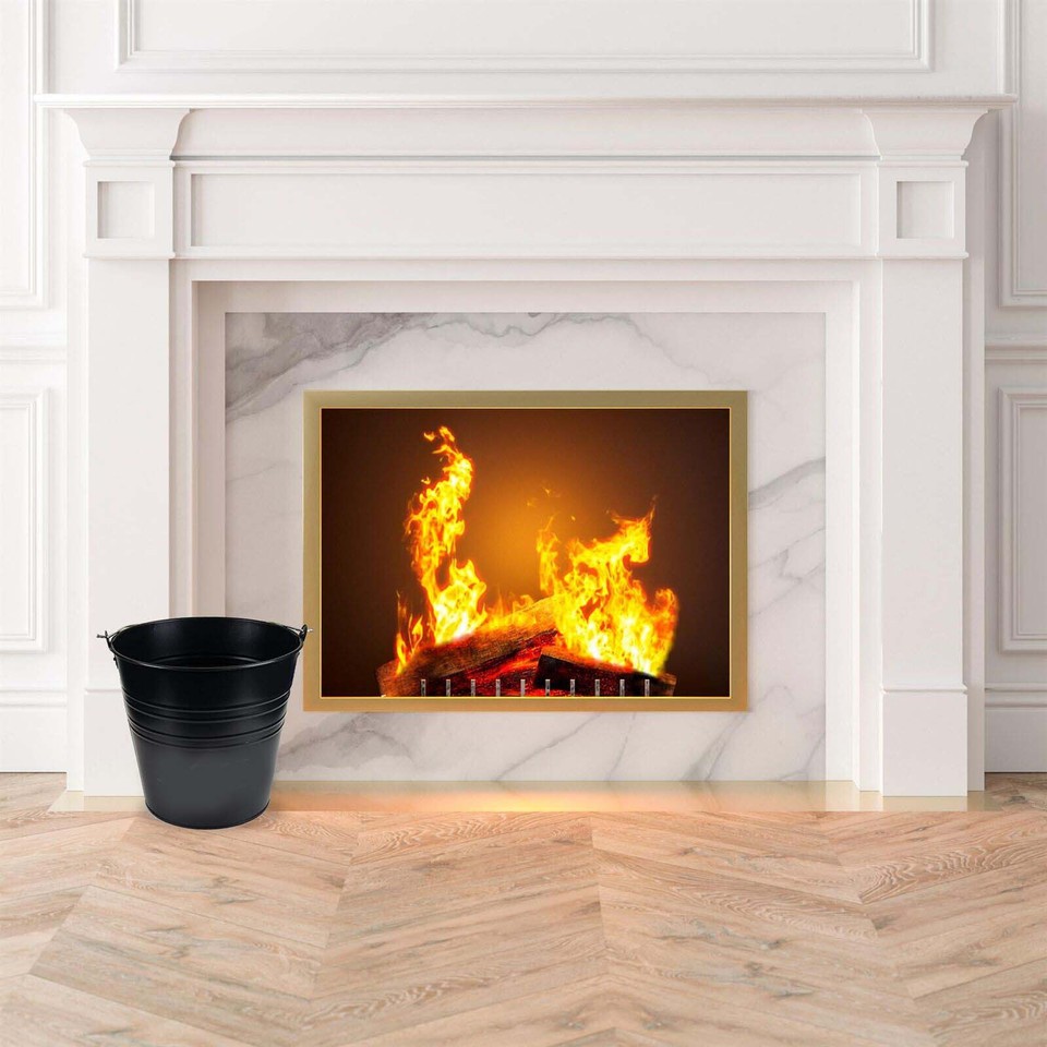 12L Metal Ash Bucket Fireside Storage Coal Bin Fire Log Container With ...