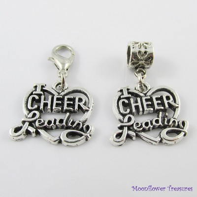 I Love Cheer Leading Heart Charm Select European Charm Clip on Charm or ...