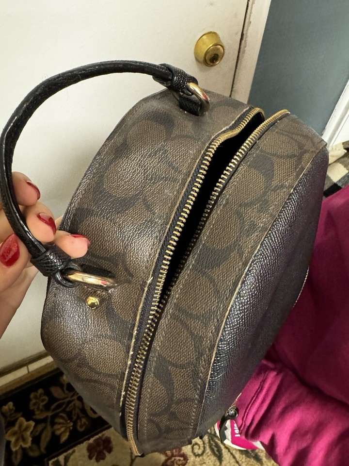 Coach Signature F76622, Black/Brown Leather Backpack/Insert (zipper ...