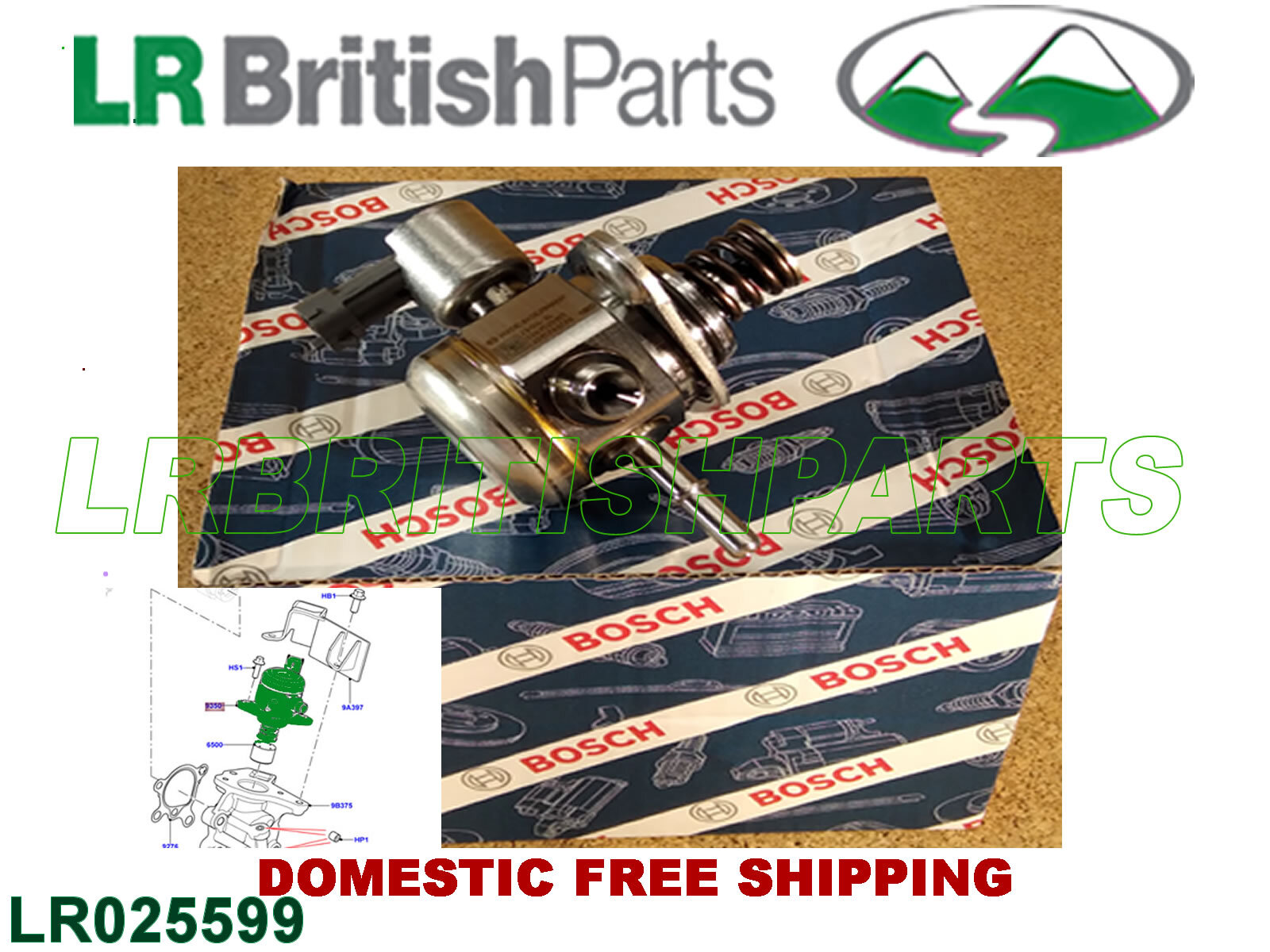 LAND ROVER HIGH PRESSURE FUEL PUMP 2.0L 16V PETROL LR025599 NEW BOSCH ...