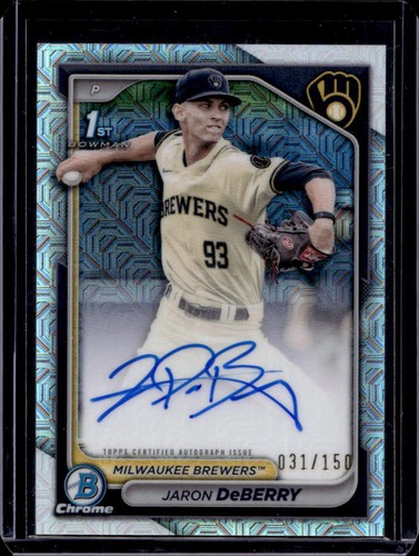 2024 Bowman Draft Jaron DeBerry Chrome Auto HTA Choice Refractor 1st ...
