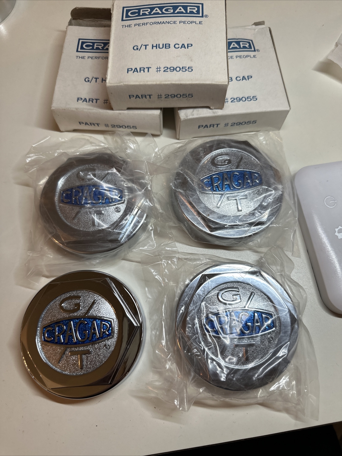 RARE NOS Cragar GT G/T Center Hub Caps Chrome Metal Aluminum 3 1/4 P/N ...