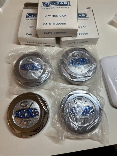RARE NOS Cragar GT G/T Center Hub Caps Chrome Metal Aluminum 3 1/4 P/N ...