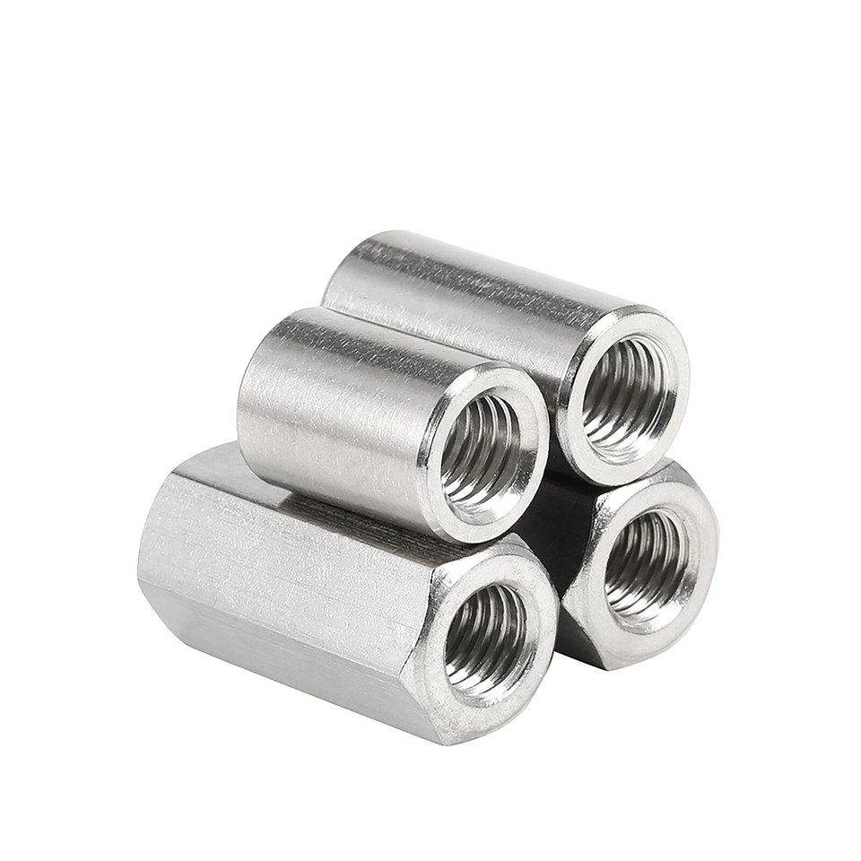 THREADED SLEEVE ROD BAR STUD HEXAGON / ROUND CONNECTOR NUT LONG NUTS M3 ...